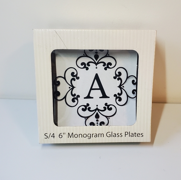 Kitchen | New Monogram Set Of 4 Glass Plates | Poshmark